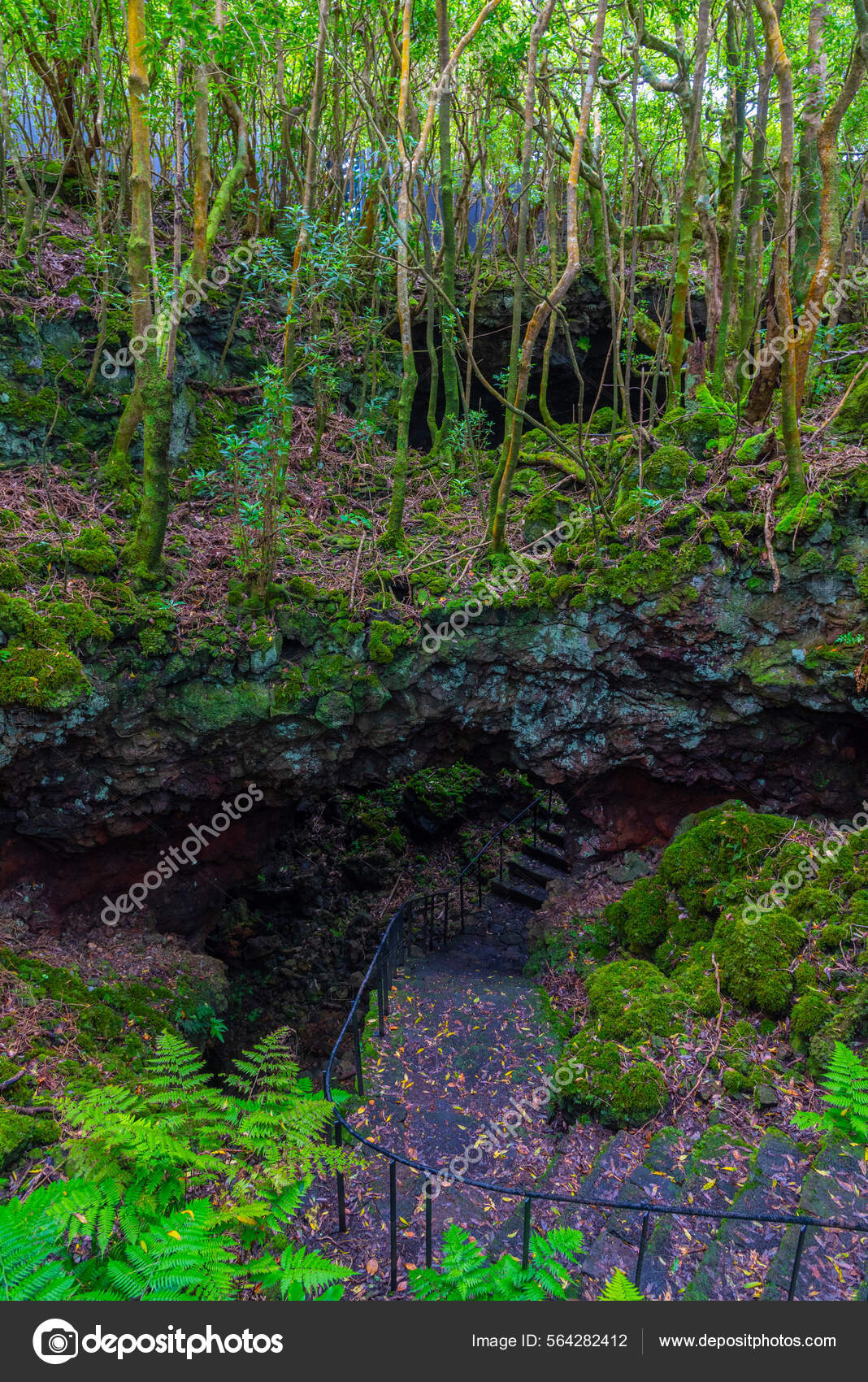 Steep Staircase Leading Gruta Das Torres Cave Pico Island Azores ...