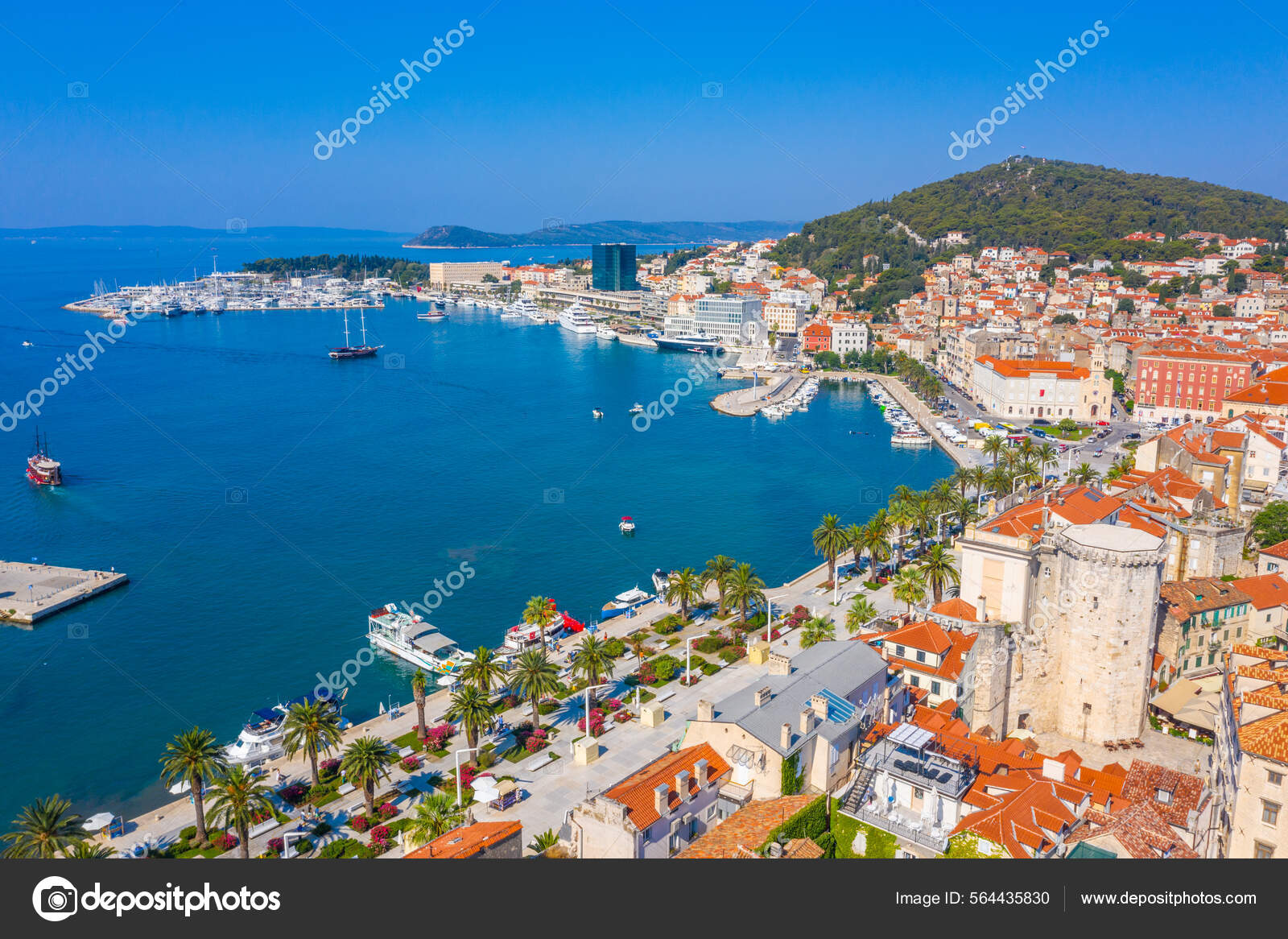 Aerial View Riva Promenade Split Marjan Hill Croatia Stock Photo by ...
