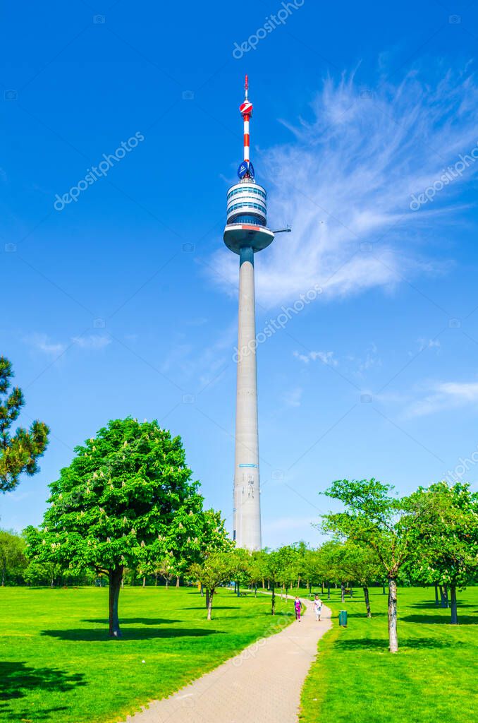 VIENNA, AUSTRIA, JUNE 15, 2015: The Vienna Donauturm (Danube Tower ...