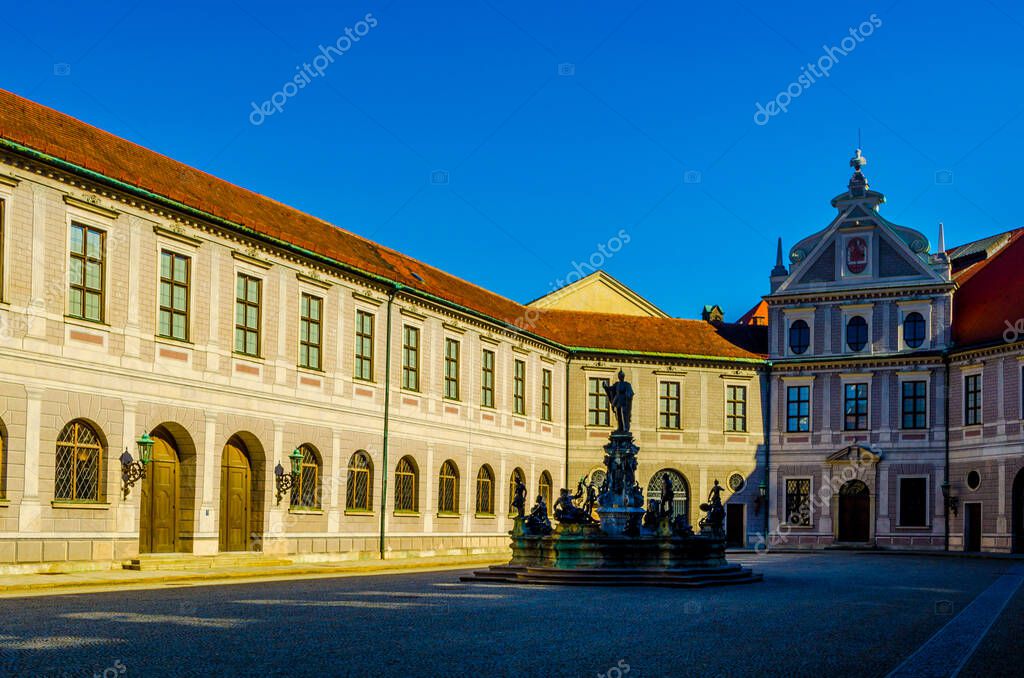 Munich, Germany - octagonal yard called Fountain Courtyard (Brunnenhof ...