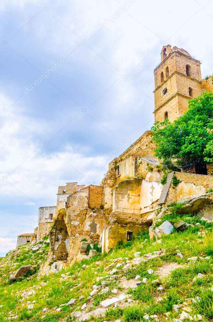 View of an italian ghost town Craco which was severely damaged by an ...