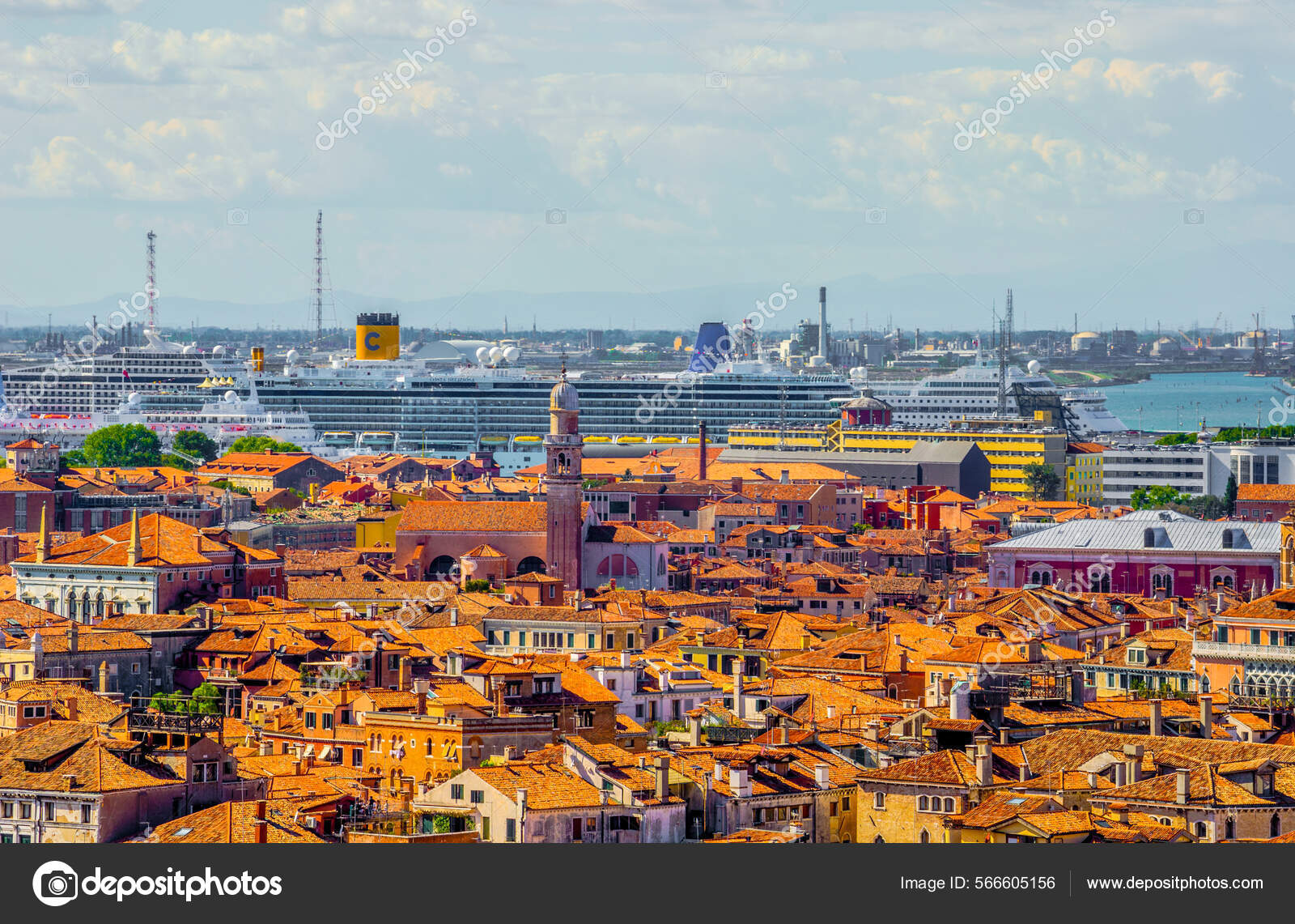 Aerial View Red Rooftops Historical Center Italian City Venice Stock ...