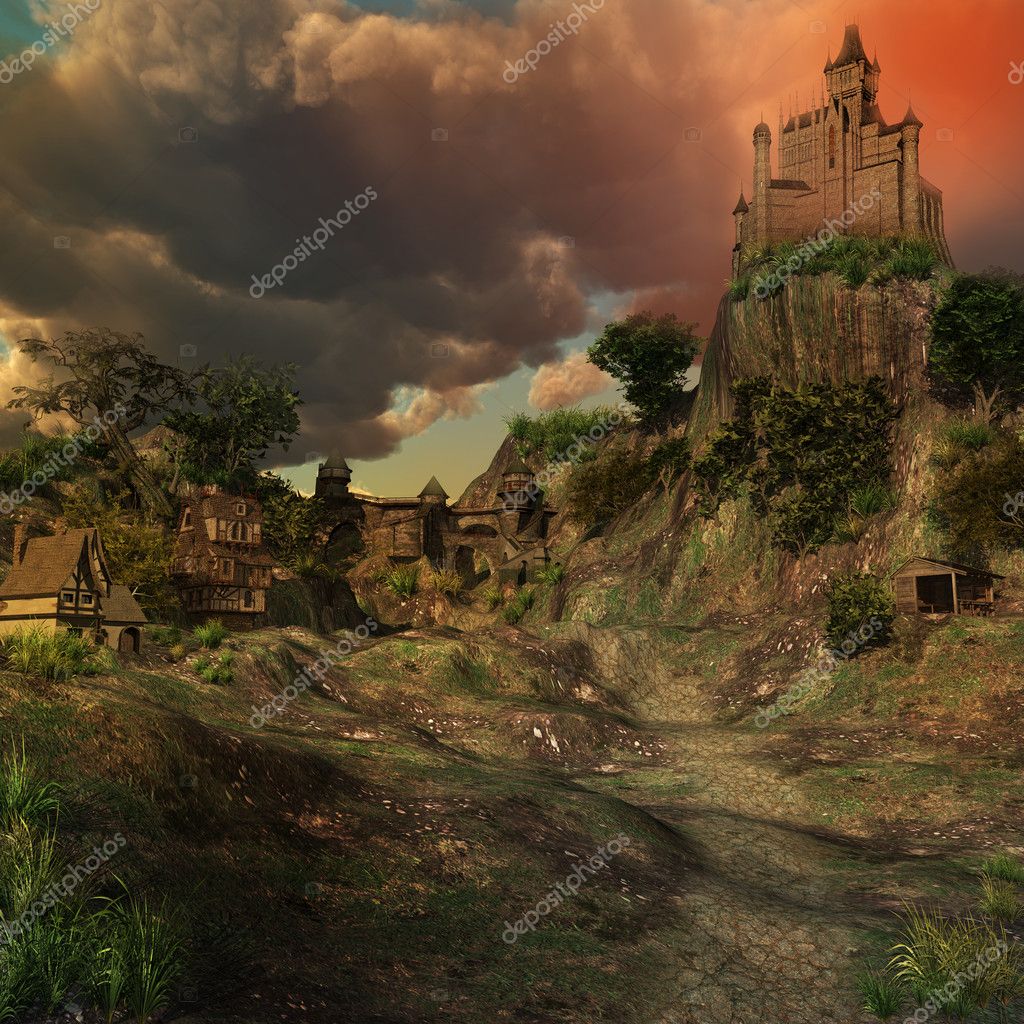 Medieval castle in a valley Stock Photo by ©mppriv 19565697