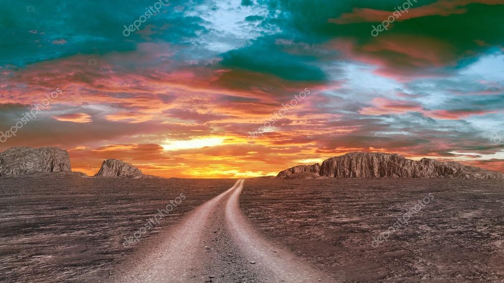 Twilight over rocky desert Stock Photo by ©mppriv 39381511