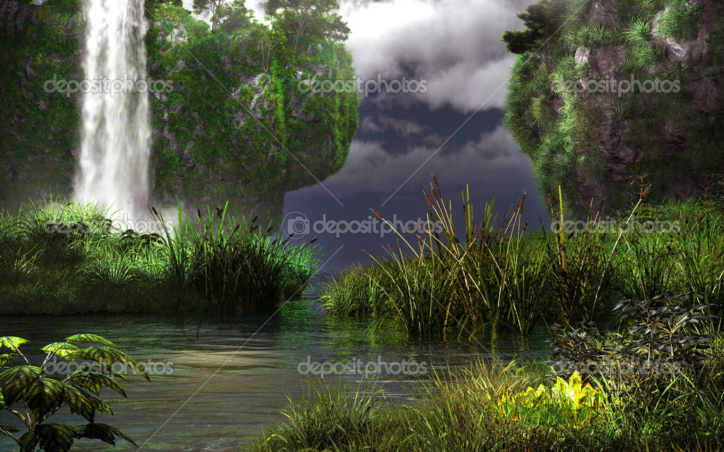 Cliffs and waterfall Stock Photo by ©mppriv 49042453