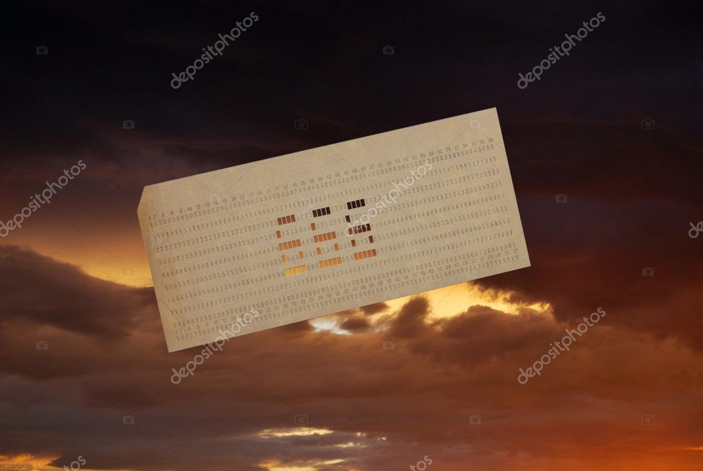 Vintage punched card for computer data storage with number 666 — Stock ...