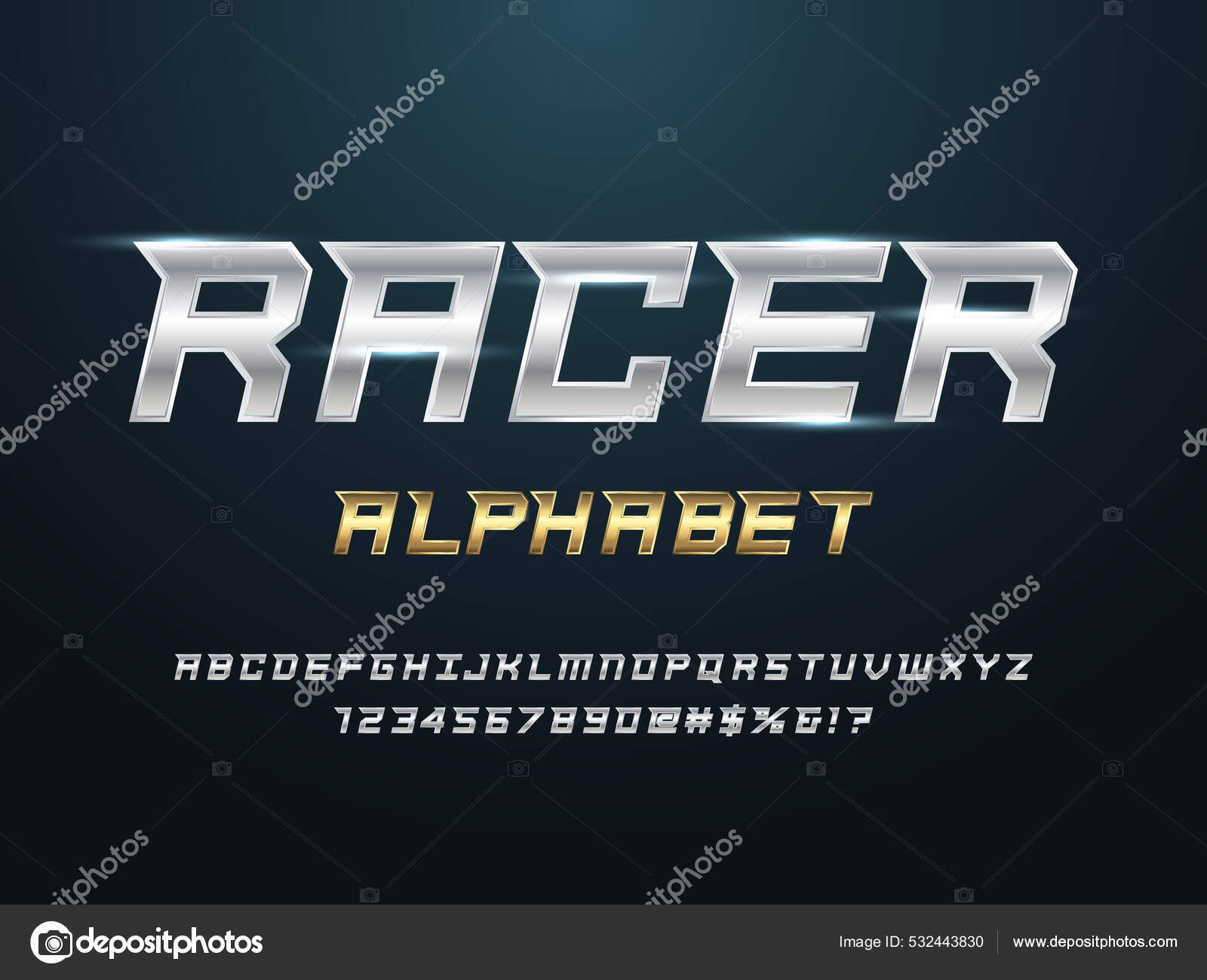 Speed Racing Style Alphabet Design Uppercase Numbers Symbol Stock ...