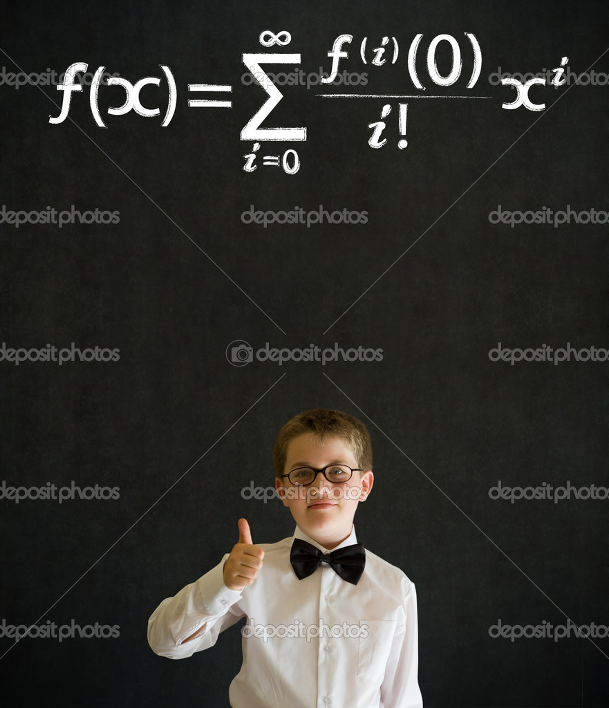 Thumbs up boy business man with maths equation Stock Photo by ...