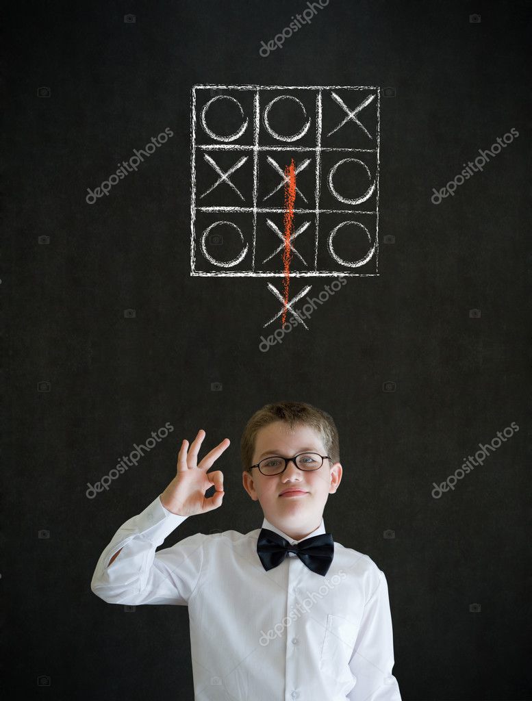 All ok boy business man with thinking out of the box tic tac toe ...