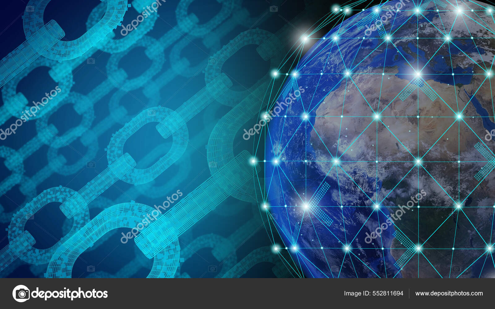 Blockchain Globe Concept Connected Globe Blockchain Points Connectivity ...