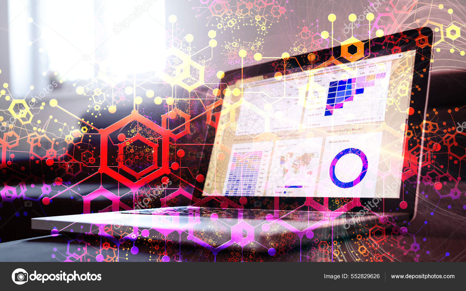 Laptop Data Analysis Screen Infographics Data Analytics Concept Stock ...