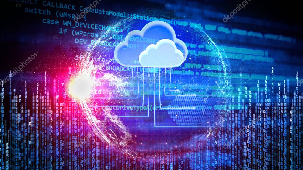 Almacenamiento de datos en nubes, código de programación, conectividad ...