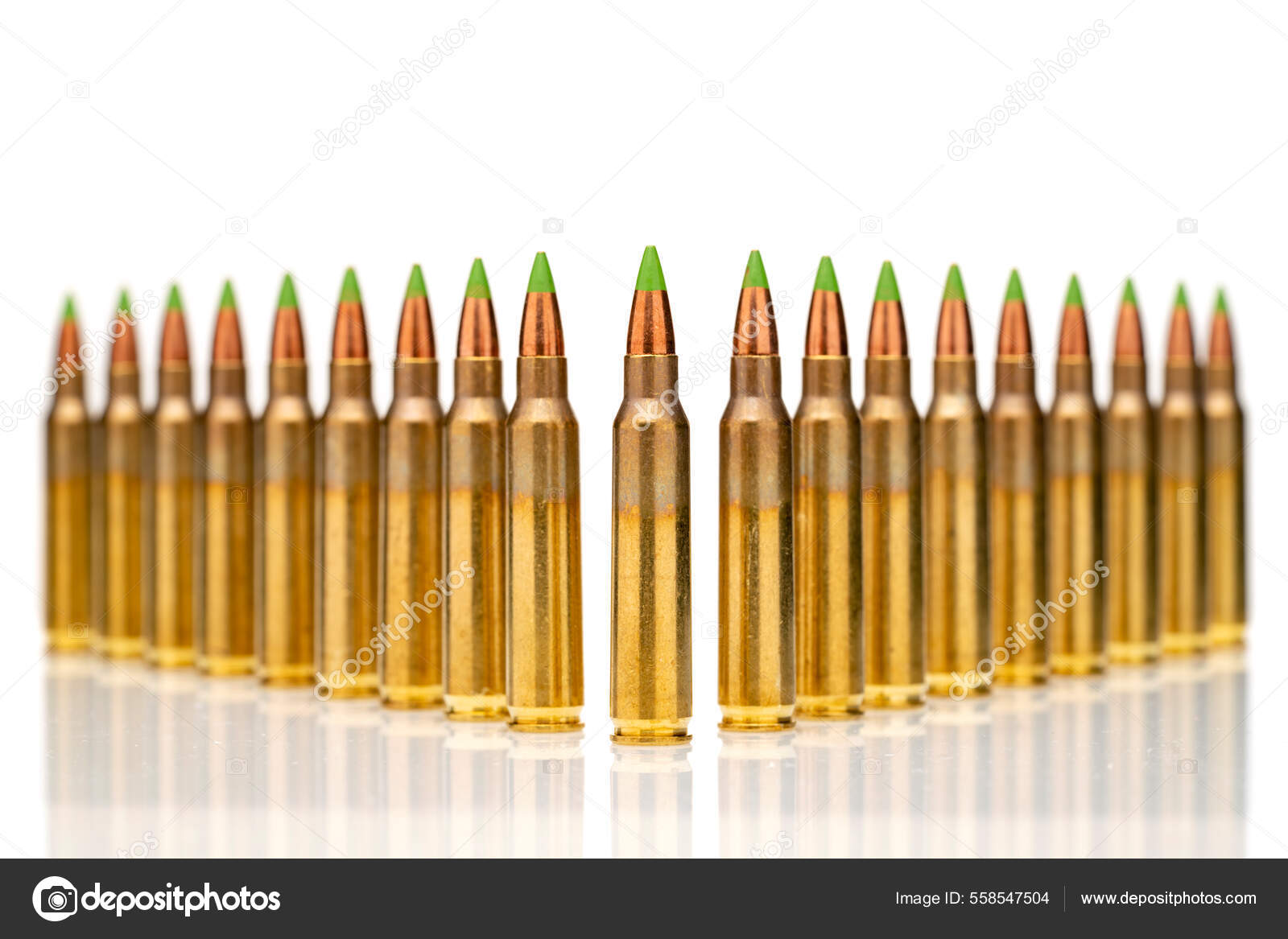 Group Calibar Green Tip Bullets Ordered Line White Background — Stock ...
