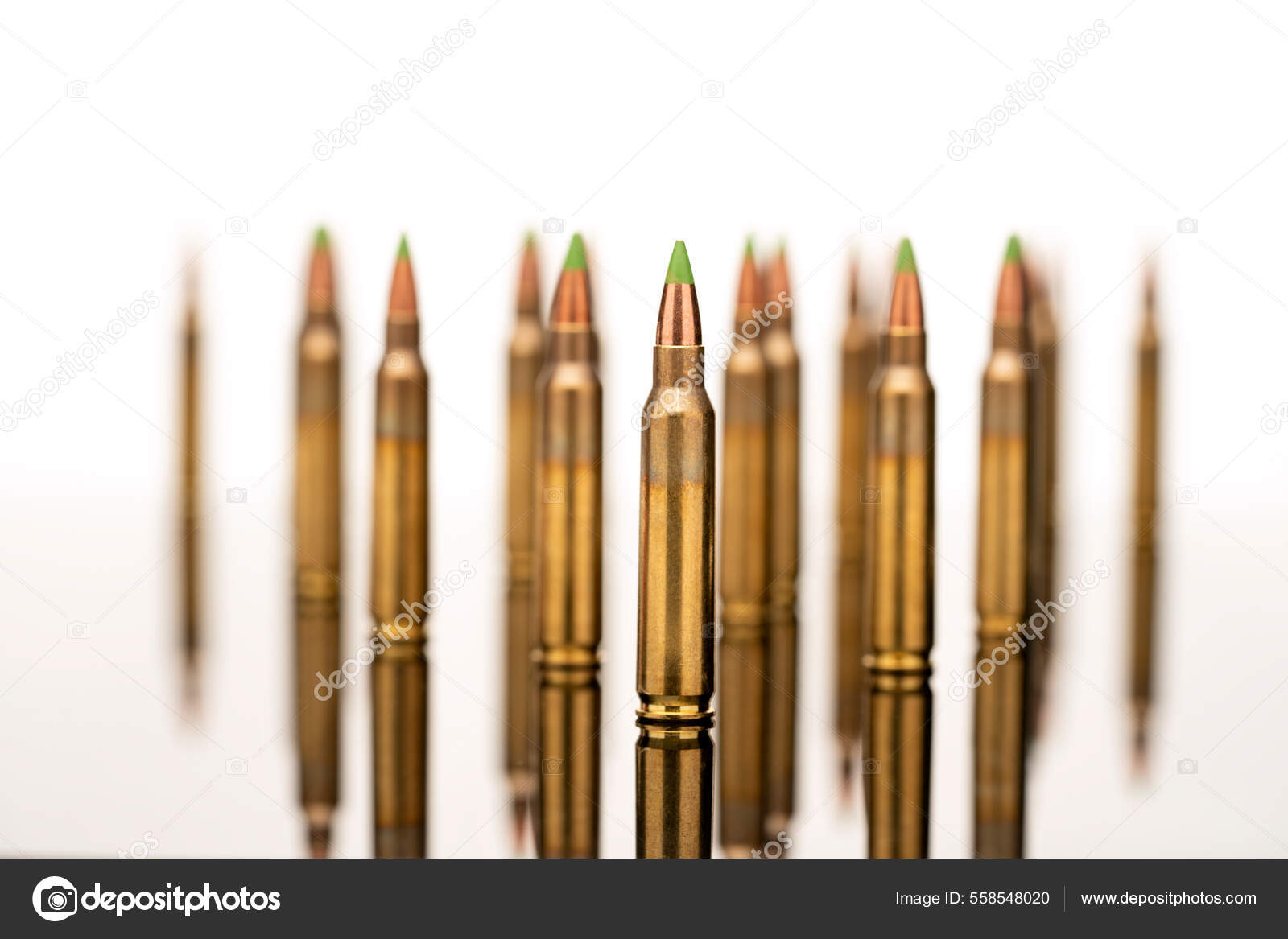 Group Calibar Green Tip Bullets White Background — Stock Photo ...