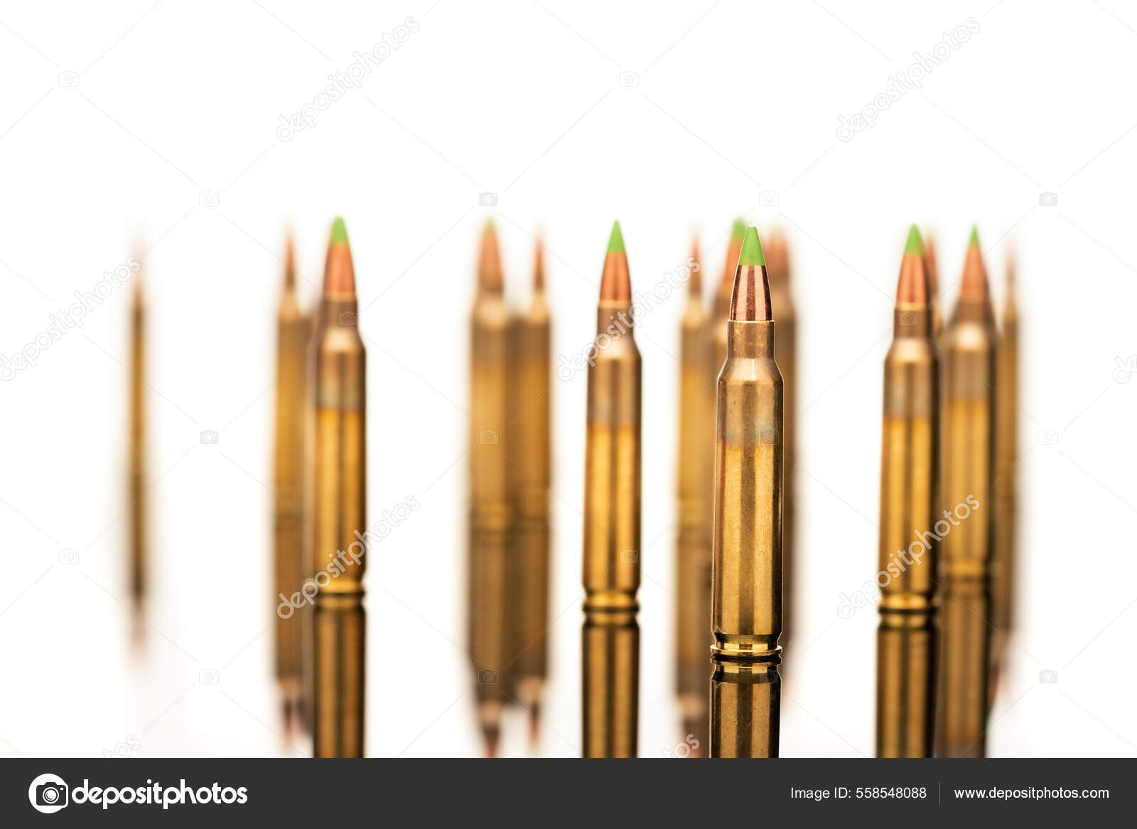 Group Calibar Green Tip Bullets White Background — Stock Photo ...