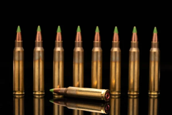 Group Calibar Green Tip Bullets Ordered Lines Black Background Stock ...