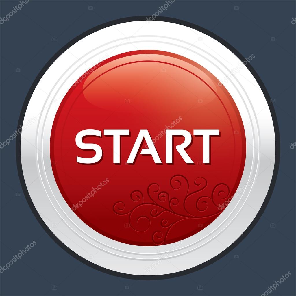 Start button. Round sticker. Metallic icon. — Stock Photo © Blankstock ...
