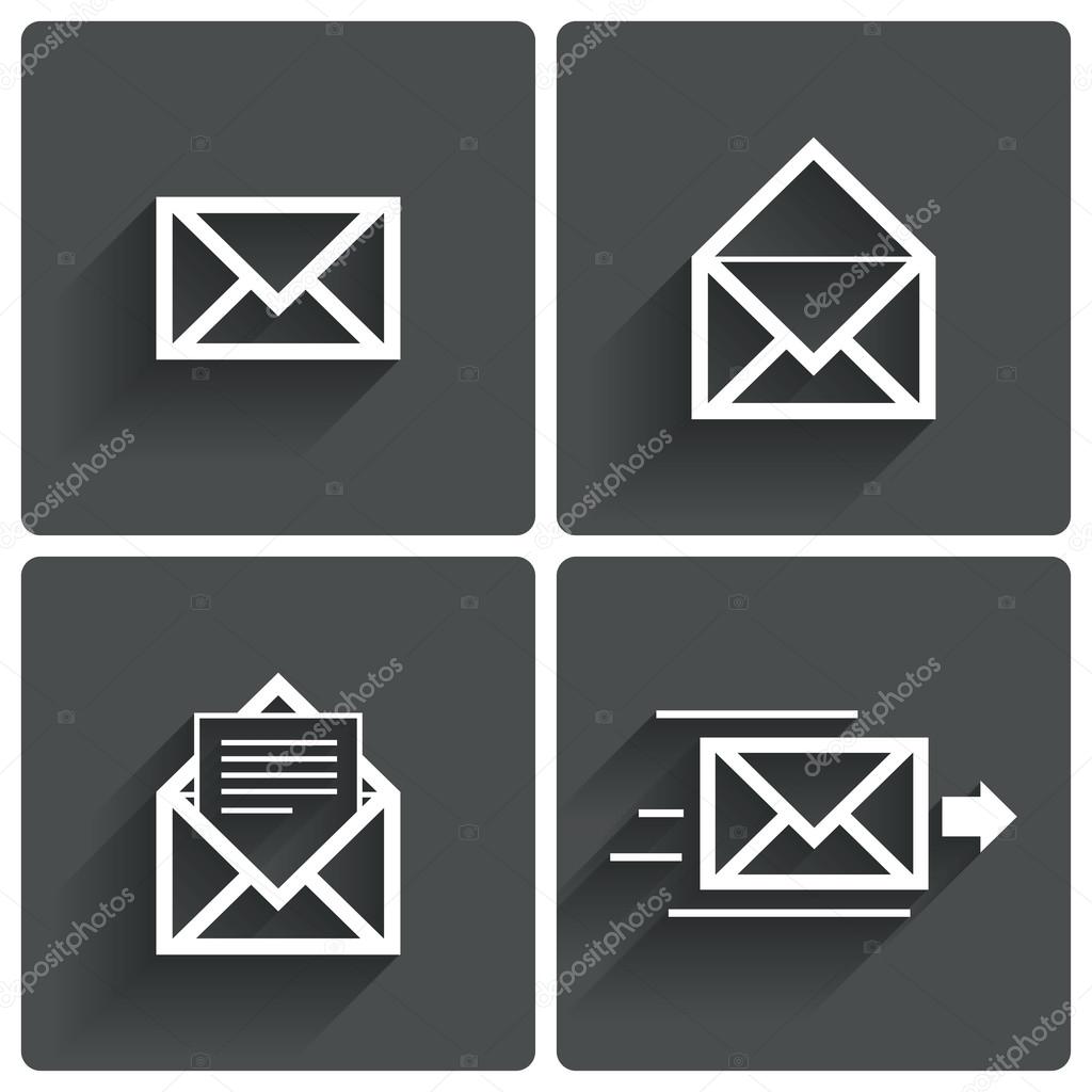 Mail icons. Mail delivery sign. Letter in envelope Stock Photo by ...