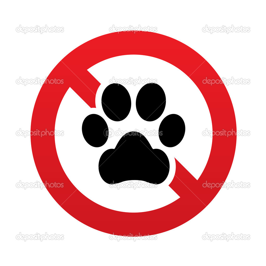 No Dog paw icon. Pets symbol. Prohibition sign. Stock Photo by ...
