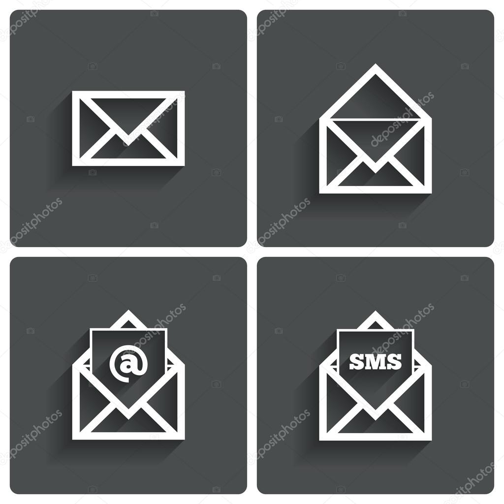 Mail icons. Mail sms symbol. At sign. Letter. Stock Photo by ...