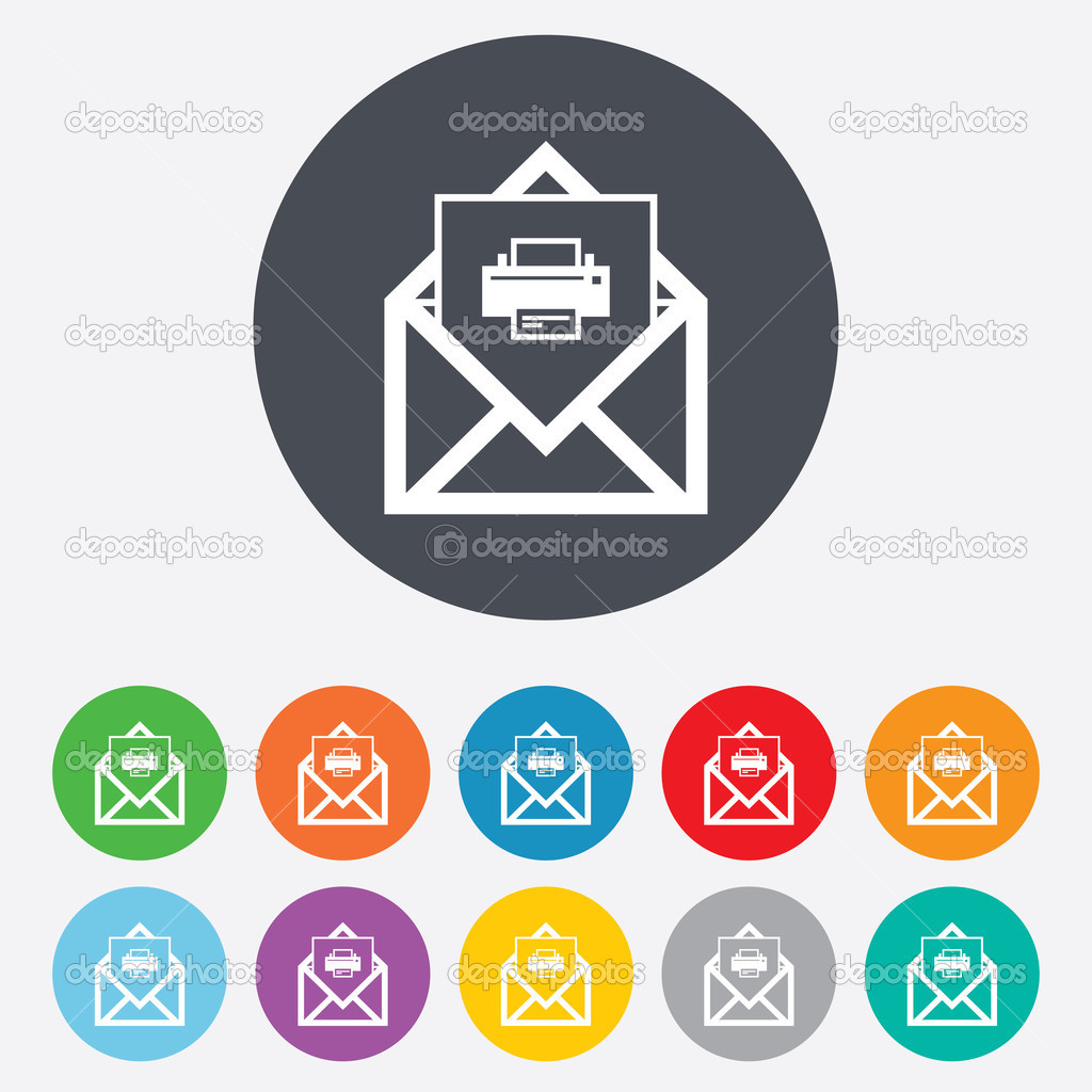 Mail print icon. Envelope symbol. Message sign. Stock Vector Image by ...