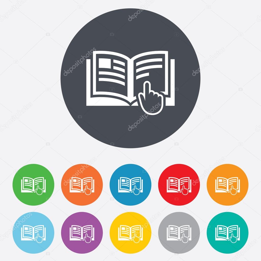 Icono de signo de instrucción. Símbolo libro manual . — Foto de stock ...