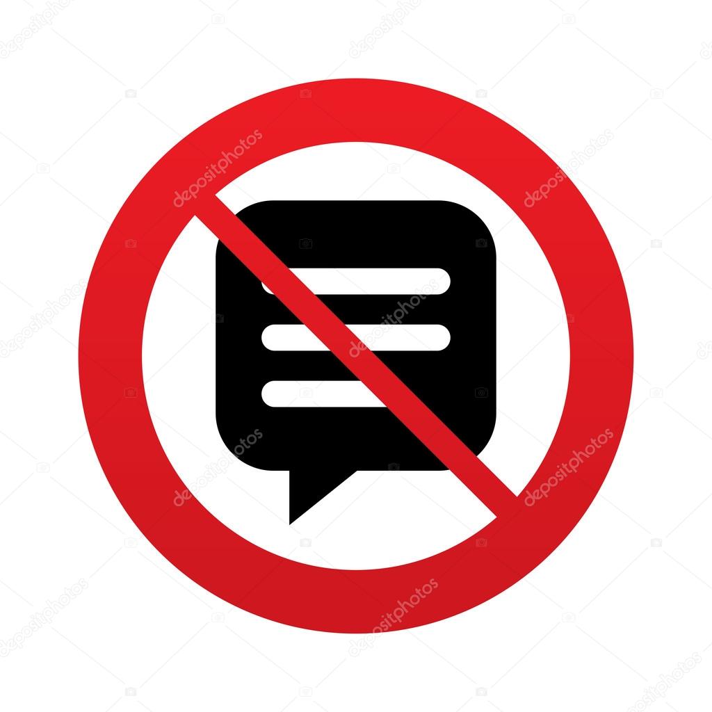 No Chat sign icon. Speech bubble symbol. Stock Vector Image by ...