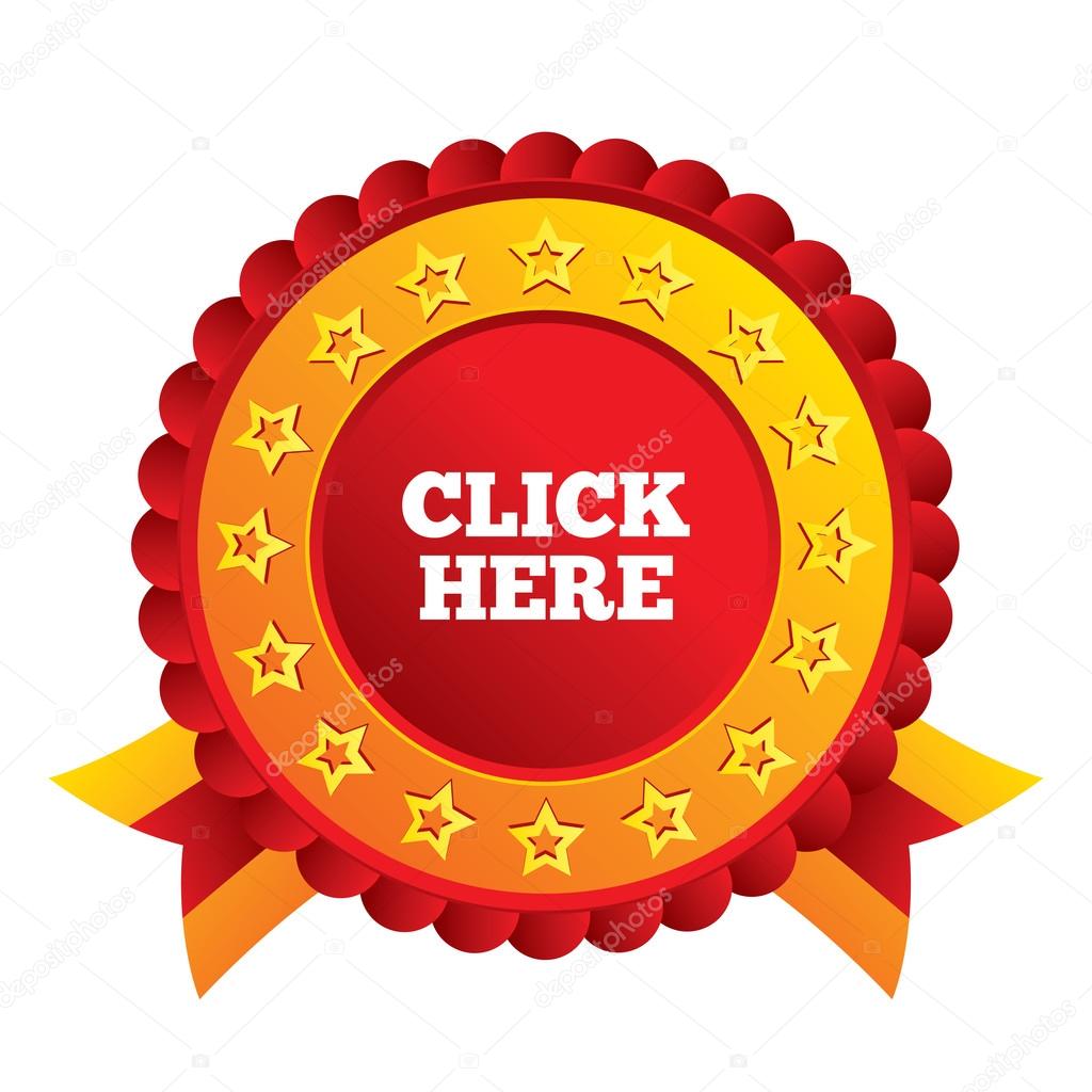 Click here sign icon. Press button. Stock Illustration by ©Blankstock ...