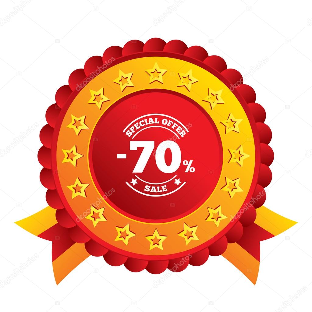 70 percent discount sign icon. Sale symbol. Stock Illustration by ...