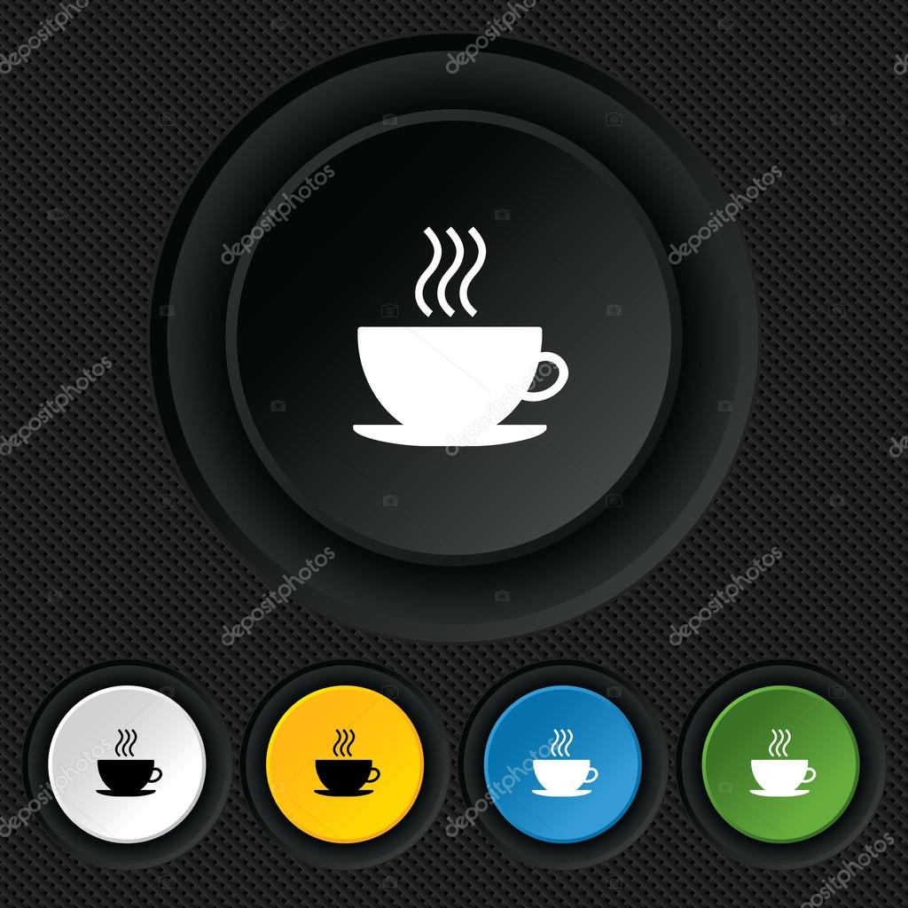 Icono del signo de taza de café. Botón café caliente . Vector de stock ...