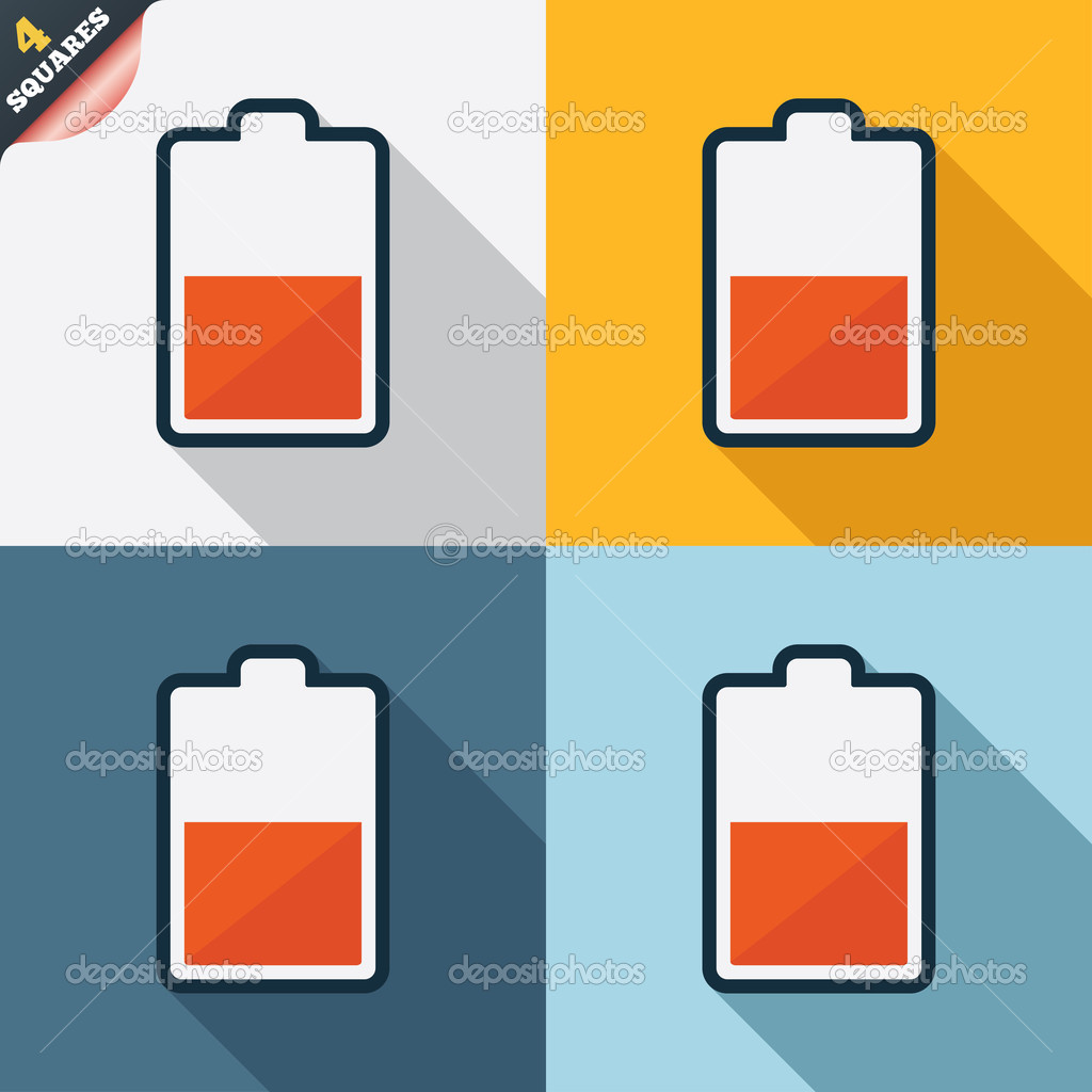 Battery half level sign icon. Low electricity. — Stock Photo ...