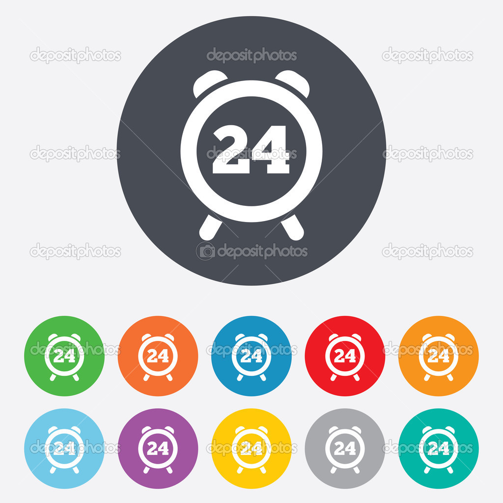 24 hours time sign icon. Clock alarm symbol. Stock Photo by ©Blankstock ...