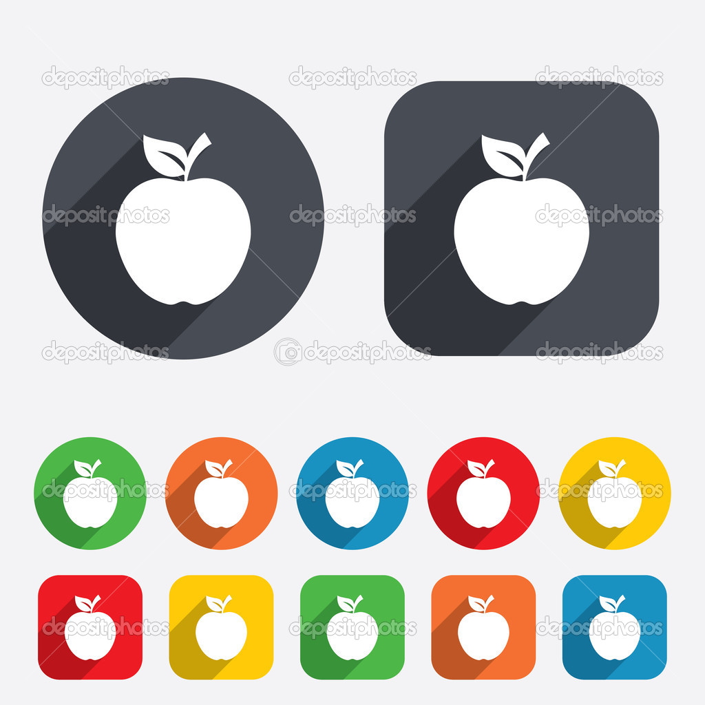 Apple sign icon. Fruit with leaf symbol. — Stock Photo © Blankstock ...