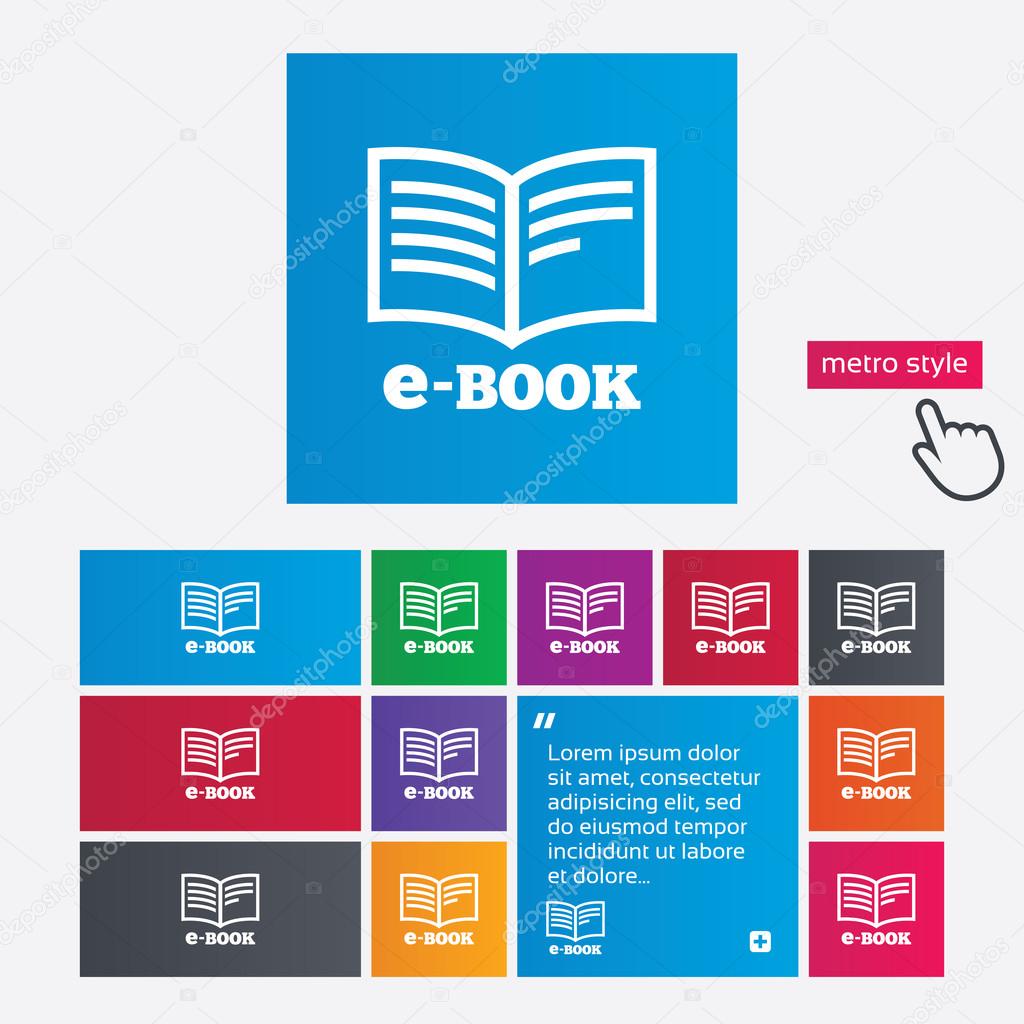 E-Book sign icon. Electronic book symbol. — Stock Photo © Blankstock ...
