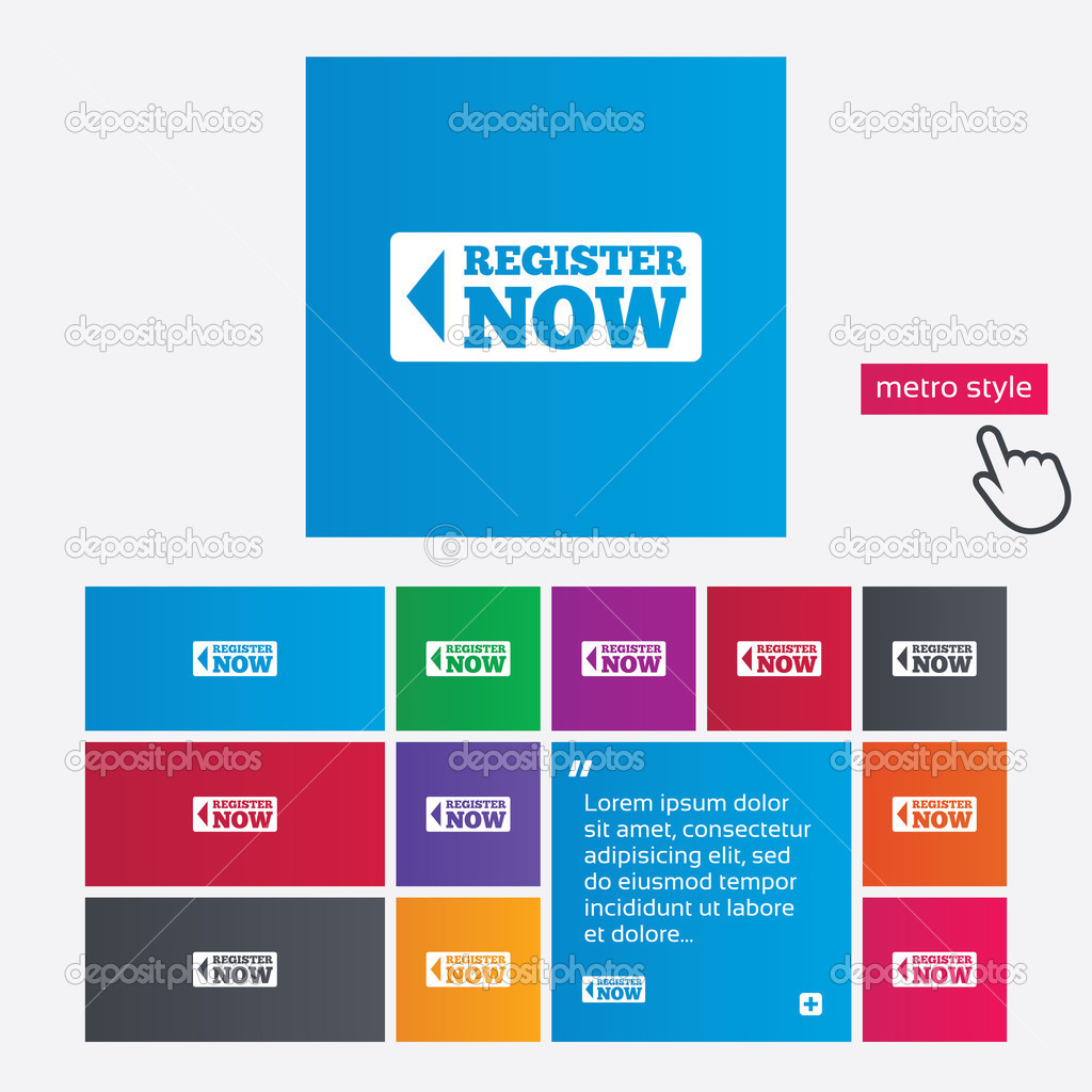 Regístrate ahora signo icono. Únete símbolo botón. 2022