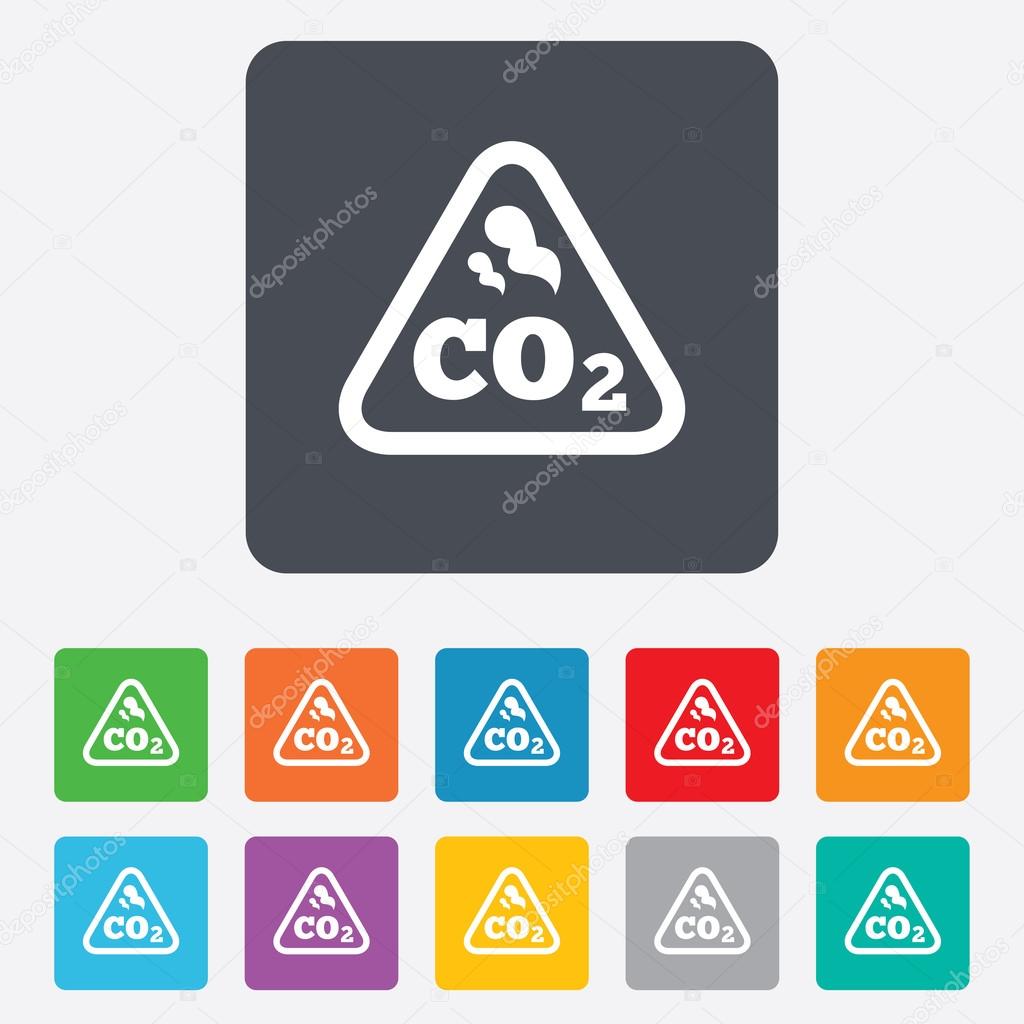 Icono de signo de fórmula de dióxido de carbono CO2. Química 2022