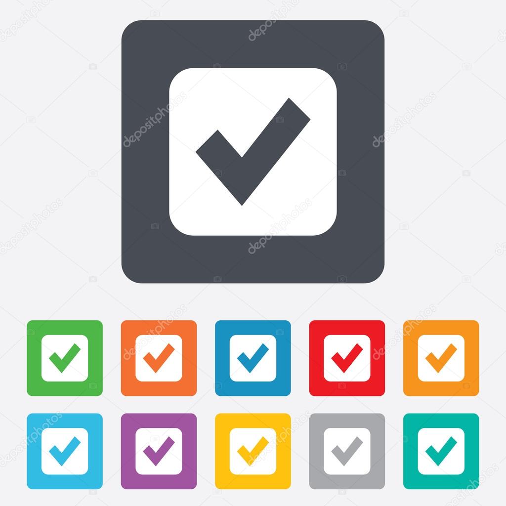 Check mark sign icon. Checkbox button. Stock Vector by ©Blankstock 47130587