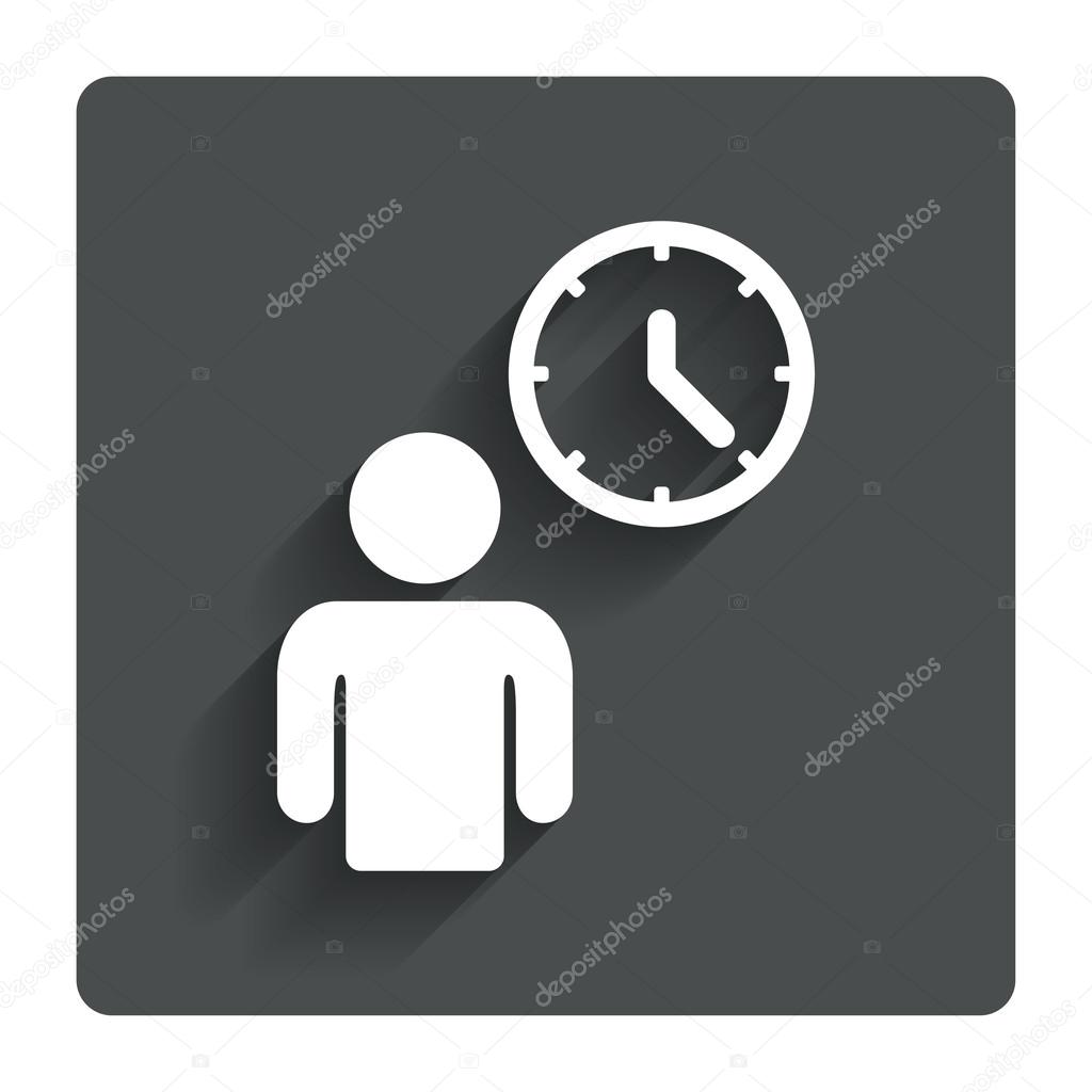 Persoon wachten teken pictogram. Tijdsymbool — Stockvector © Blankstock ...