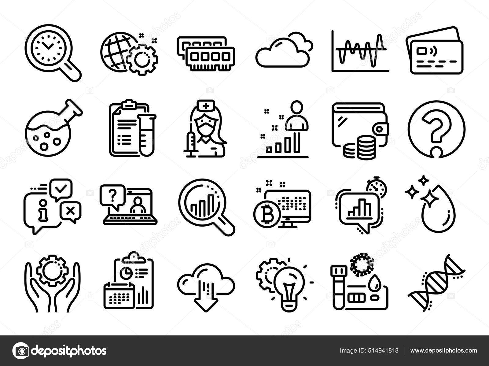 Vector Set Chemistry Lab Employee Hand Covid Test Line Icons Stock ...