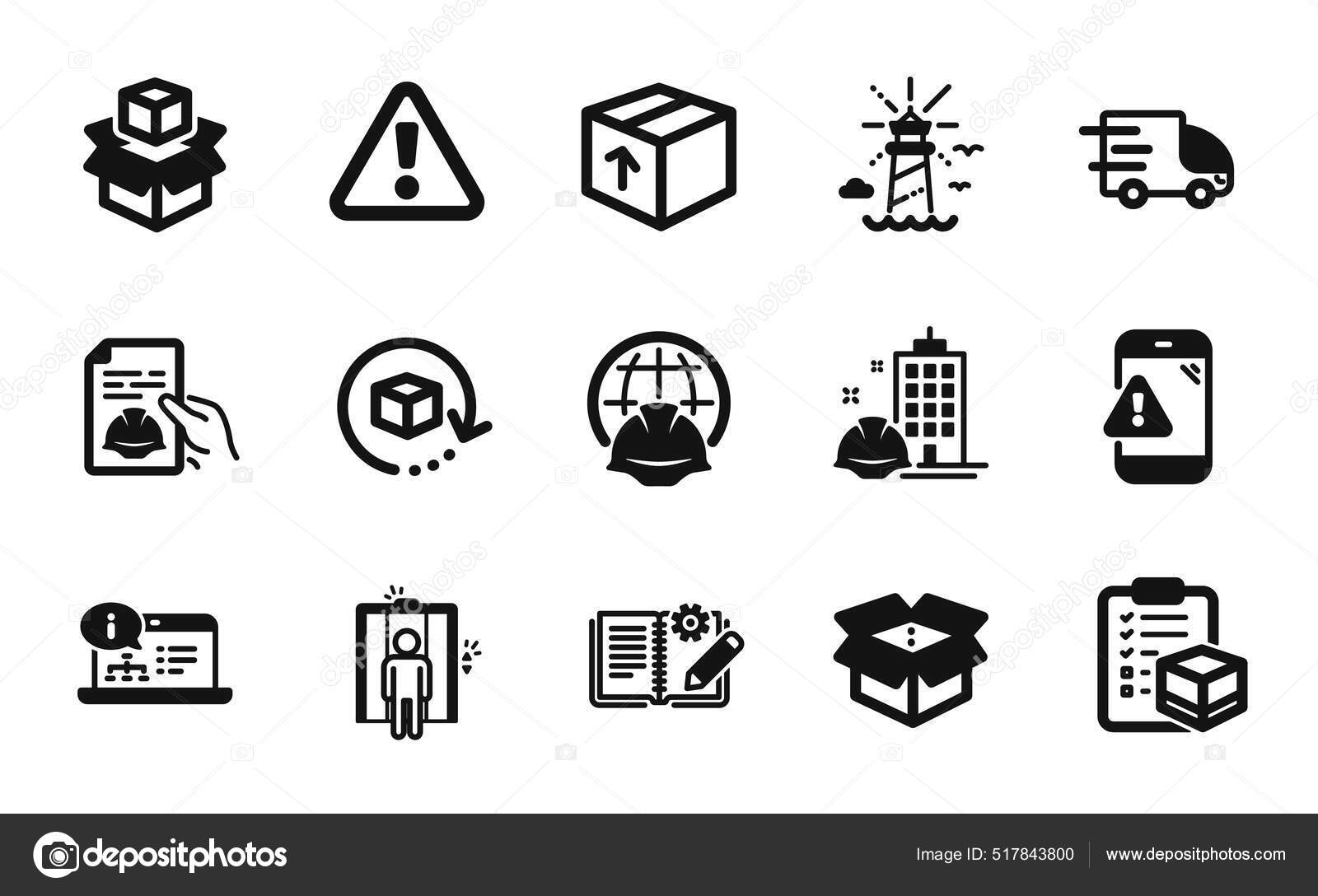 Vector Set Global Engineering Construction Building Warning Icons ...