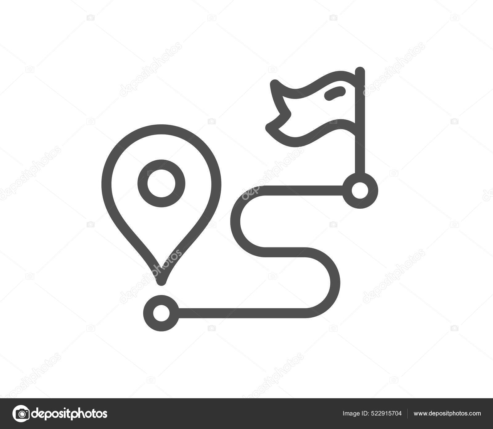 Ikon Perjalanan Tanda Jalan Simbol Jarak Peta Rute Elemen Desain Vektor ...