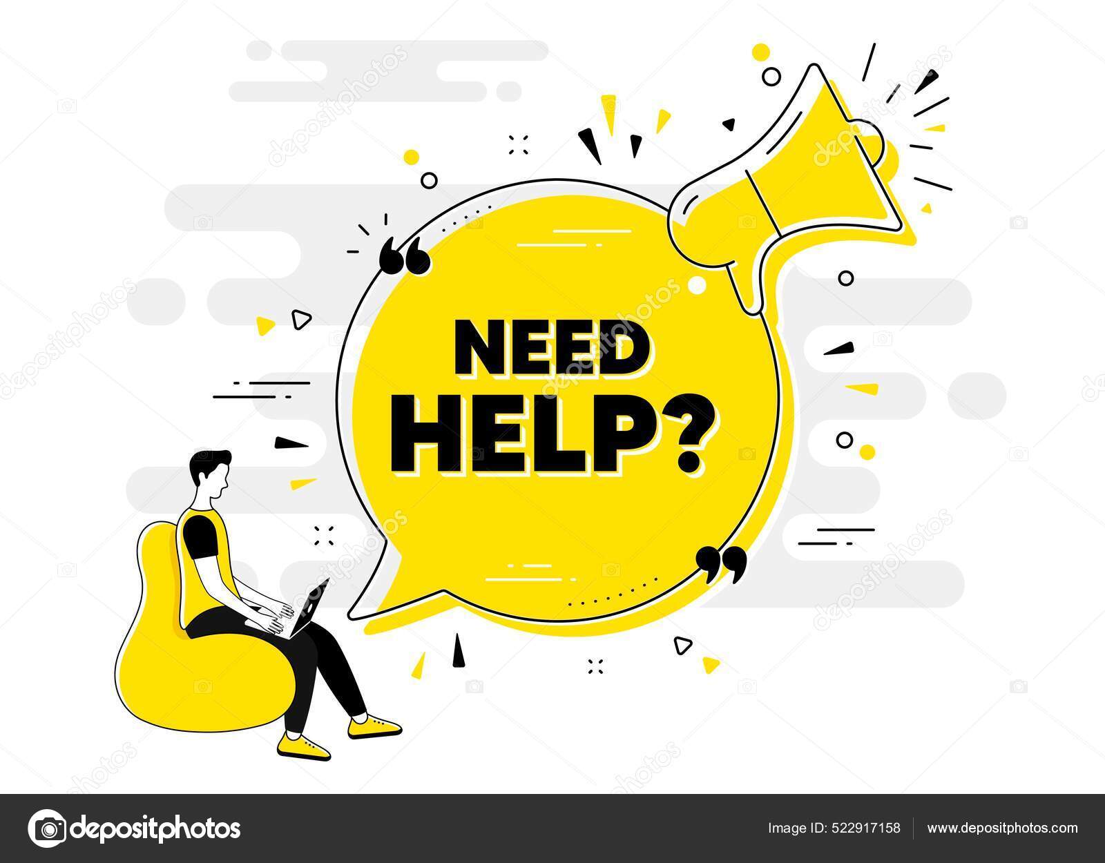 Need Help Text Alert Megaphone Chat Banner User Support Service Stock ...