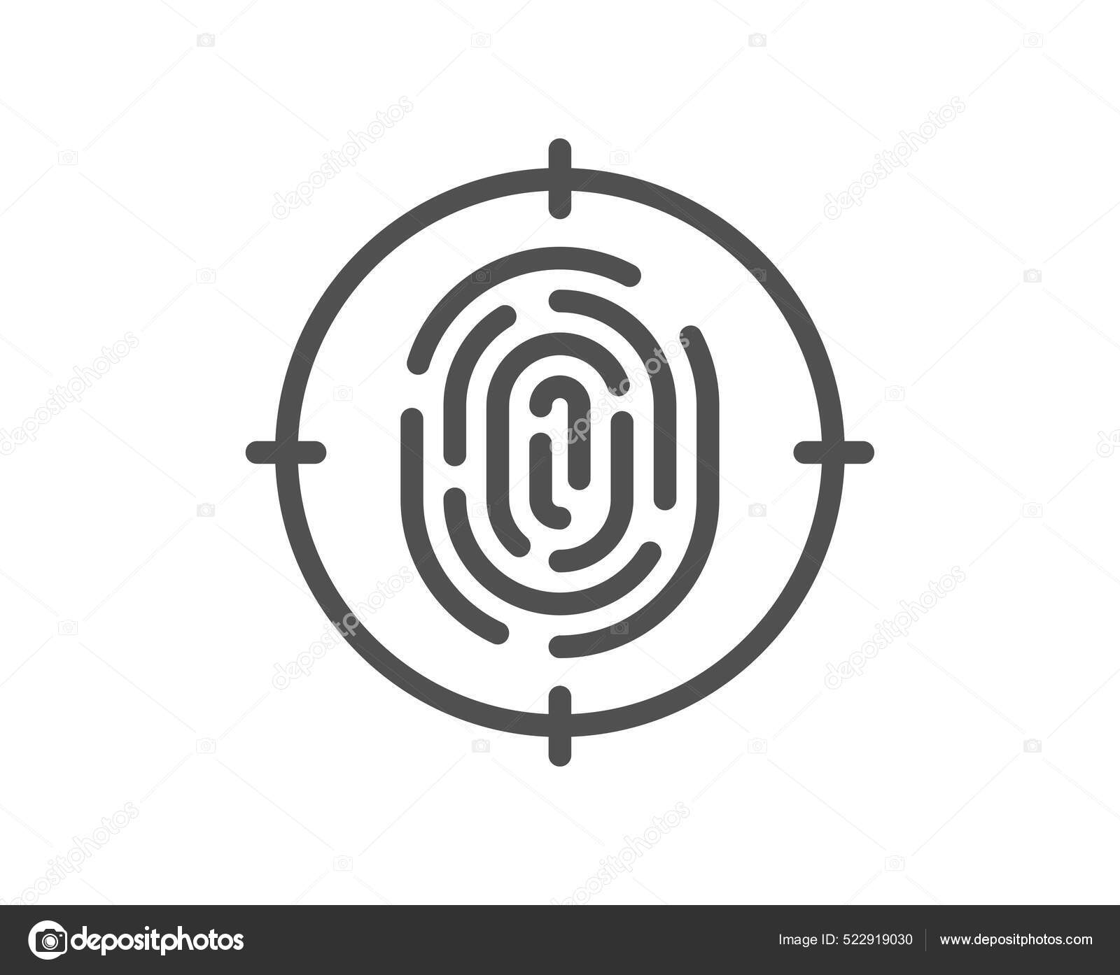 Icono Línea Huellas Digitales Signo Blanco Huella Digital Símbolo Identidad Vector de stock ...