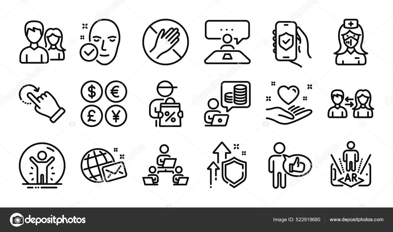 Teamwork Dont Touch Rotation Gesture Line Icons Set Secure Shield Stock Vector by ©Blankstock ...