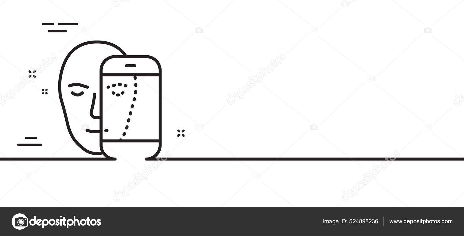 Face Biometrics Line Icon Facial Recognition Phone Sign Head Scanning ...