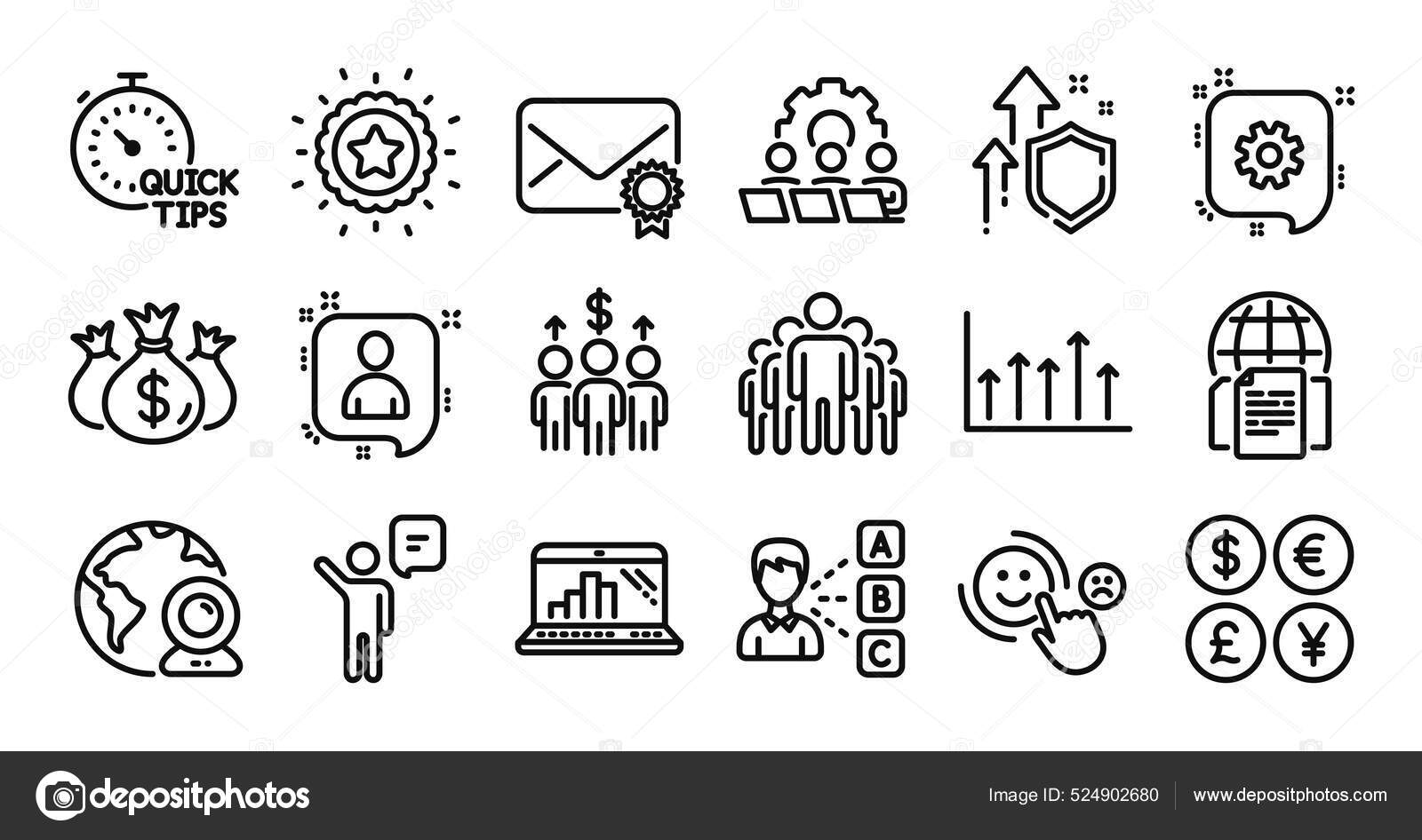 Meeting Customer Satisfaction Group Line Icons Set Secure Shield Money ...