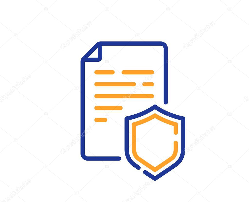 Icono de línea de seguridad. Firma documento de privacidad. Símbolo ...