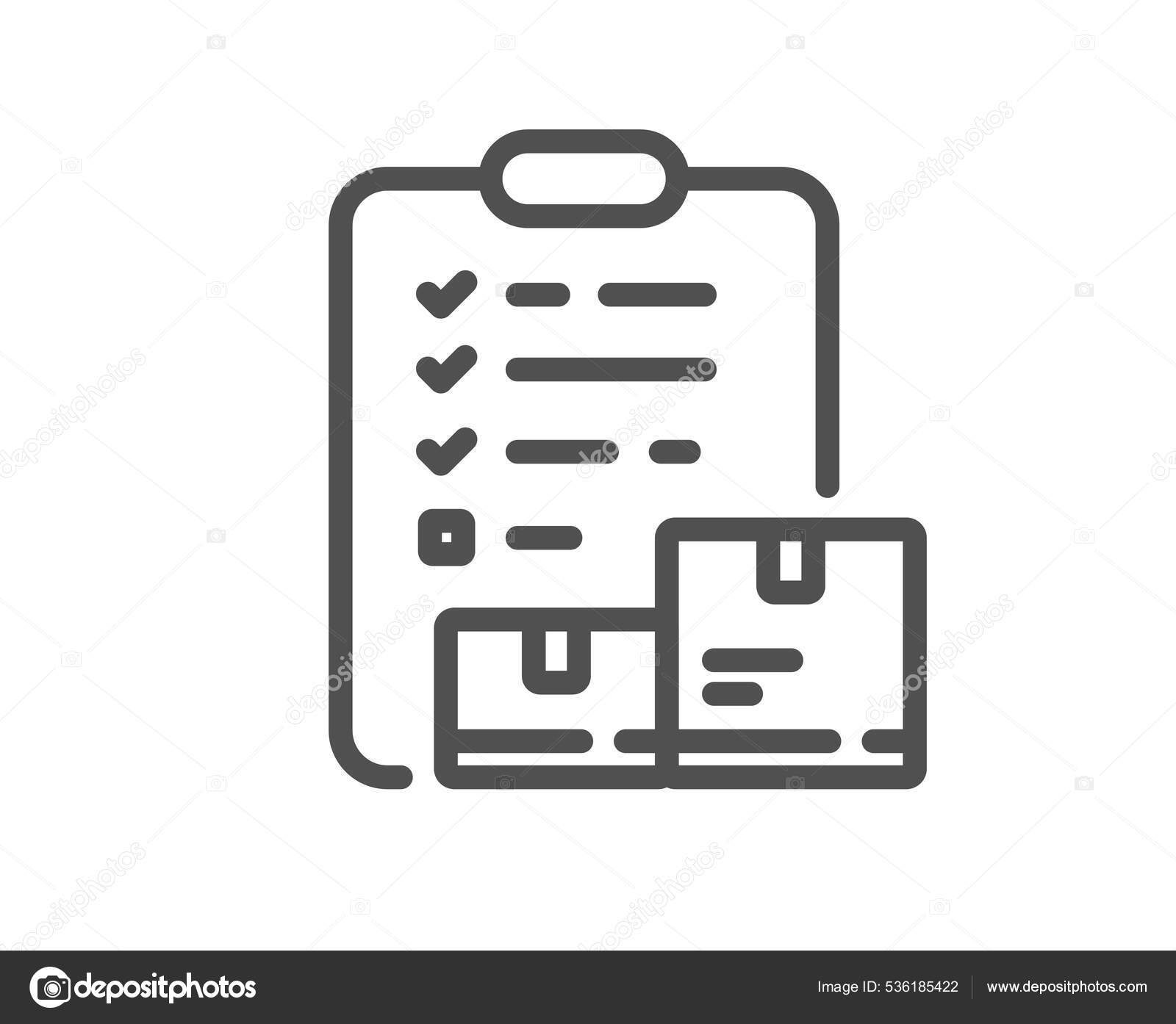 Ícone Linha Checklist Inventário Sinal Paletes Armazém Símbolo ...