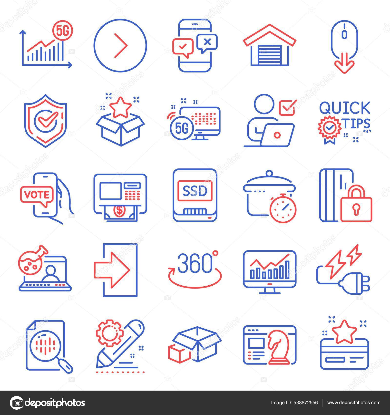Technology Icons Set Included Icon Boiling Pan Quick Tips Analytics Stock Vector Image by ...