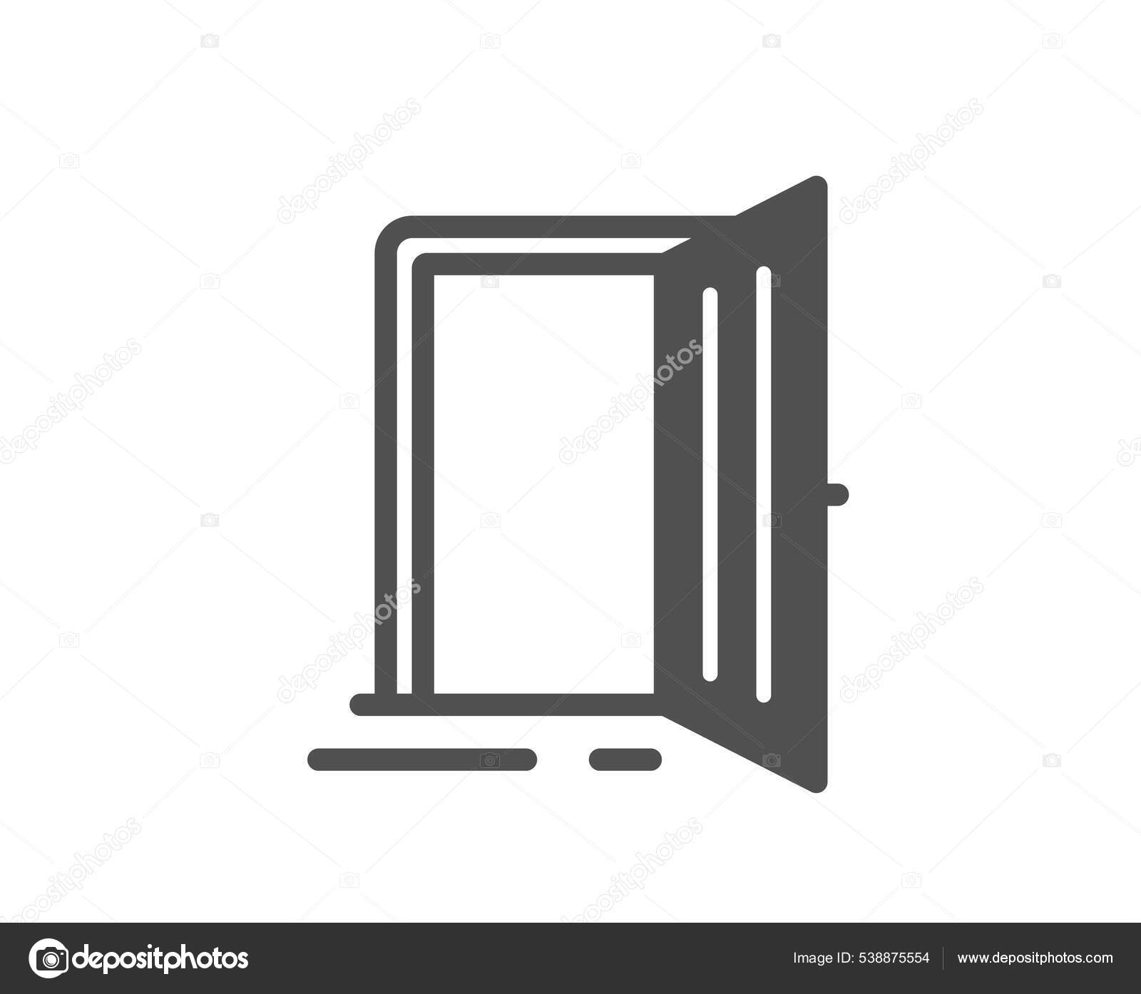 Icono Puerta Abierta Señal Entrada Símbolo Entrada Estilo Plano Clásico Vector de stock ...